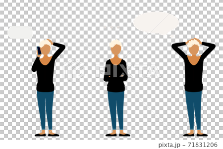 Person's pose set Call, shut up, worry - Stock Illustration [71831206 ...