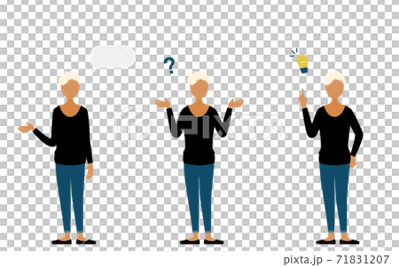 Person pose set Speaking / questioning / solving - Stock Illustration ...