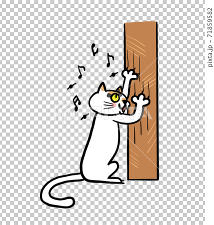 Illustration of a calico cat sharpening its claws - Stock Illustration ...