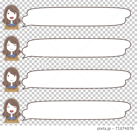 Horizontally long speech bubble and female face... - Stock Illustration ...