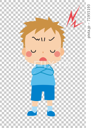 A cute little boy who is frustrated and has his... - Stock Illustration ...