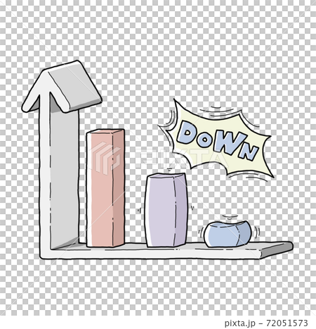 Hand-drawn cute 3D bar graph DOWN / decrease /... - Stock Illustration ...