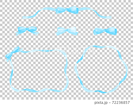 Light blue ribbon frame set watercolor... - Stock Illustration ...