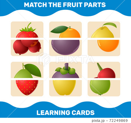 Match cartoon fruits parts. Matching game....のイラスト素材 [72249869] - PIXTA