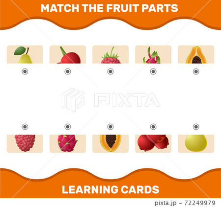 Match cartoon fruits parts. Matching game....のイラスト素材 [72249979] - PIXTA