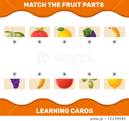 Match cartoon fruits parts. Matching game....のイラスト素材 [72249980] - PIXTA
