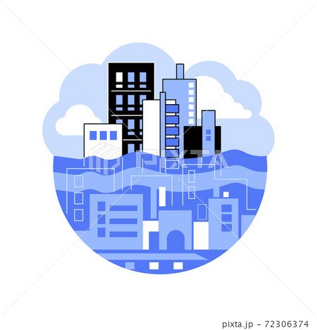 Sea level rise abstract concept vector...のイラスト素材 [72306374] - PIXTA