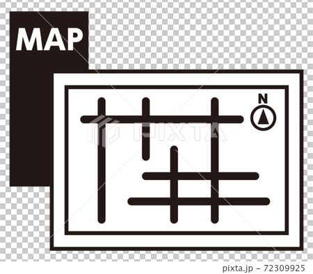 Simple map icon / black and white - Stock Illustration [72309925] - PIXTA