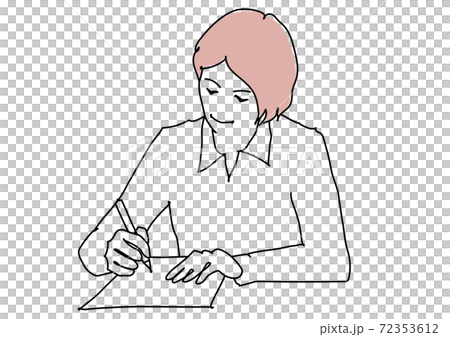 A line art of a woman writing a letter - Stock Illustration [72353612 ...