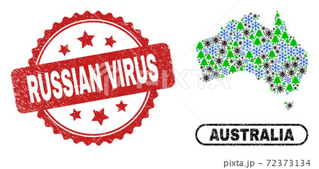 Russian Virus Textured Seal and Australia Map...のイラスト素材 [72373134] - PIXTA