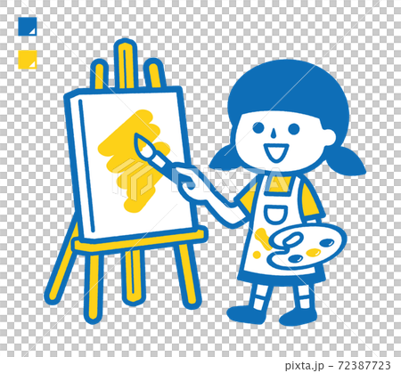 A girl drawing a picture - Stock Illustration [72387723] - PIXTA