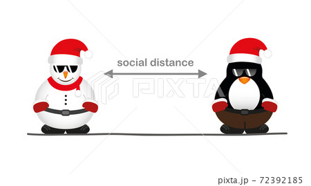 cute snowman and penguin cartoon with...のイラスト素材 [72392185] - PIXTA