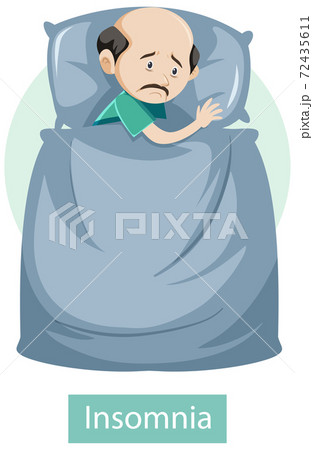 Cartoon character with insomnia symptomsのイラスト素材 [72435611] - PIXTA