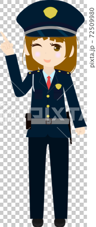 Illustration of a cute girl guard pointing at - Stock Illustration ...