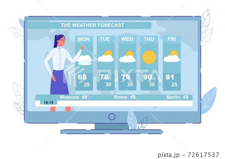 Weather Forecast Television News on TV-Set Screenのイラスト素材 [72617537] - PIXTA
