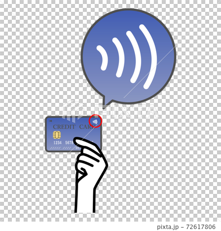 Hand with credit card marked for touchless payment - Stock Illustration ...
