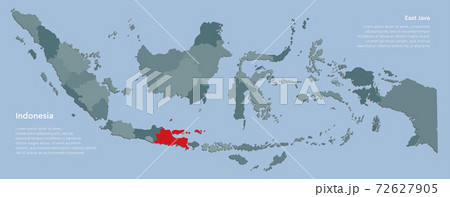Province East Java and country vector map...のイラスト素材 [72627905] - PIXTA