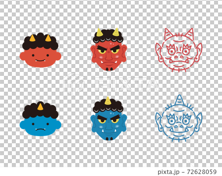 Red demon and blue demon icon material - Stock Illustration [72628059 ...