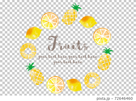 Yellow fruit_frame_watercolor 02 - Stock Illustration [72646460] - PIXTA
