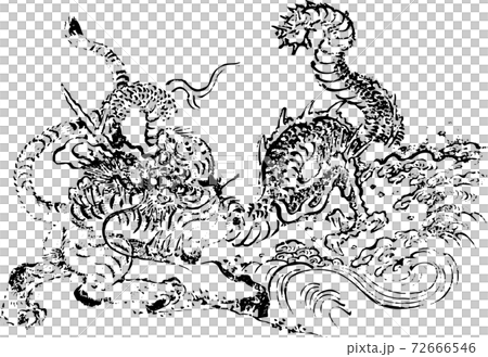 Fighting dragon and tiger - Stock Illustration [72666546] - PIXTA
