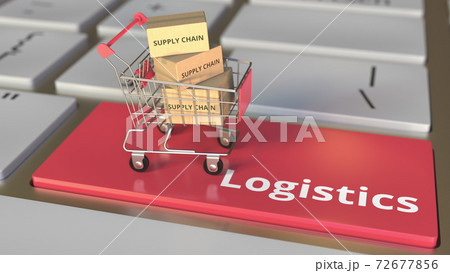 Logistics text on computer keyboard and boxes...のイラスト素材 [72677856] - PIXTA