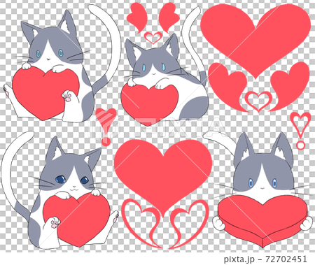 Valentine's heart and cat (Hachiware cat) - Stock Illustration ...