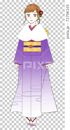 Furisode woman purple fur - Stock Illustration [72706105] - PIXTA