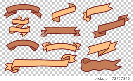 Chocolate colored ribbon material set - Stock Illustration [72757846 ...
