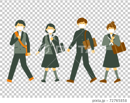 Masked student set - Stock Illustration [72765858] - PIXTA