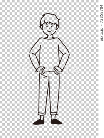 Full-body illustration of a man facing the... - Stock Illustration ...