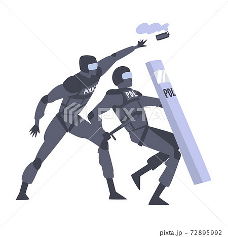 Riot Police Officer in Uniform with Shield and...のイラスト素材 [72895992] - PIXTA