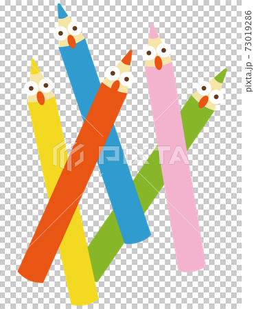 Pleasant friends of 5 colored pencils are... - Stock Illustration ...