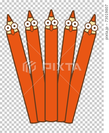 Pleasant friends of 5 red pencils spread surprised - Stock Illustration ...