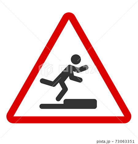 Stumbling man icon in red triangle. A warning...のイラスト素材 [73063351] - PIXTA
