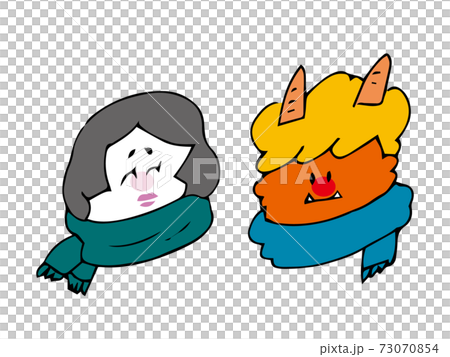 Muffler Setsubun Oni Fuku Winter Deformation - Stock Illustration ...