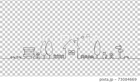 Line art illustration of countryside landscape - Stock Illustration ...
