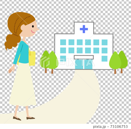病院に通院する若い女性のイラスト素材 [73106753] - PIXTA