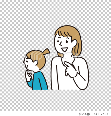 Parent and child pointing fingers and looking... - Stock Illustration ...
