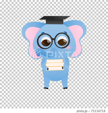 Cute elephant holding books, educational... - Stock Illustration ...
