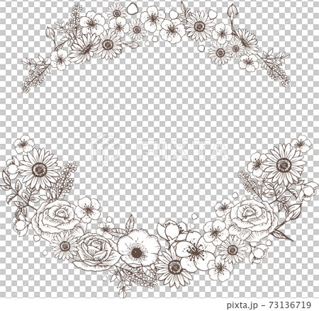 Line art simple flower frame - Stock Illustration [73136719] - PIXTA
