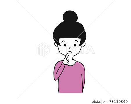 モノクロ 女の子 困り顔羨ましいのイラスト素材 [73150340] - PIXTA