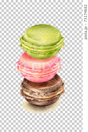 Stacked macaroons hand-painted colored pencil... - Stock Illustration ...
