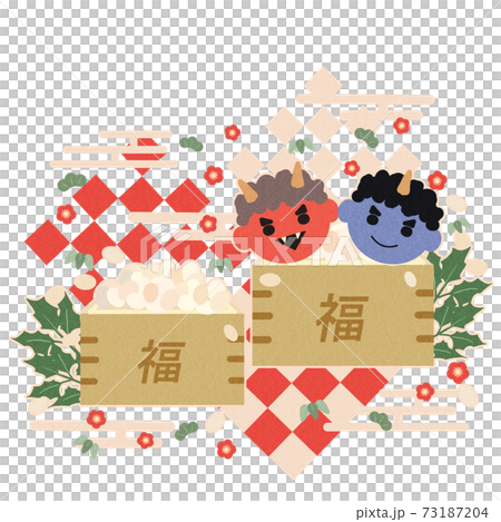 Setsubun frame (red demon blue demon square) - Stock Illustration ...