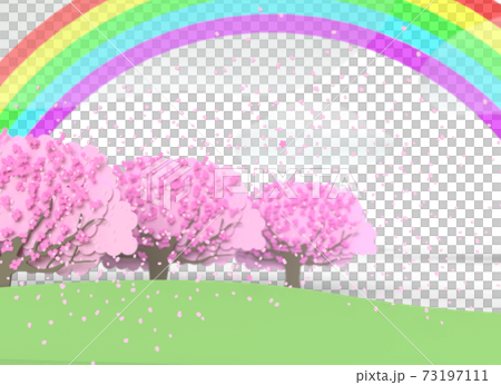 Spring cherry blossoms bloom, a rainbow of hope... - Stock Illustration ...