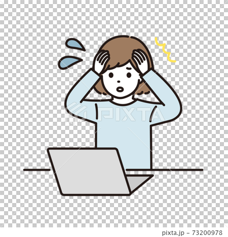 A woman panicking in front of a computer - Stock Illustration [73200978 ...
