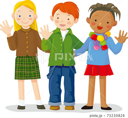 Children Waving Clipart