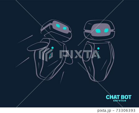 Two chat bot flying on black background....のイラスト素材 [73306393] - PIXTA