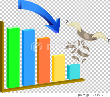Three-dimensional bar graph with a downward... - Stock Illustration ...
