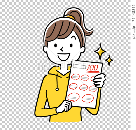 Vector Illustration Material: Girl who gets 100... - Stock Illustration ...