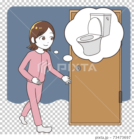 Go to the toilet, midnight, female, with... - Stock Illustration ...